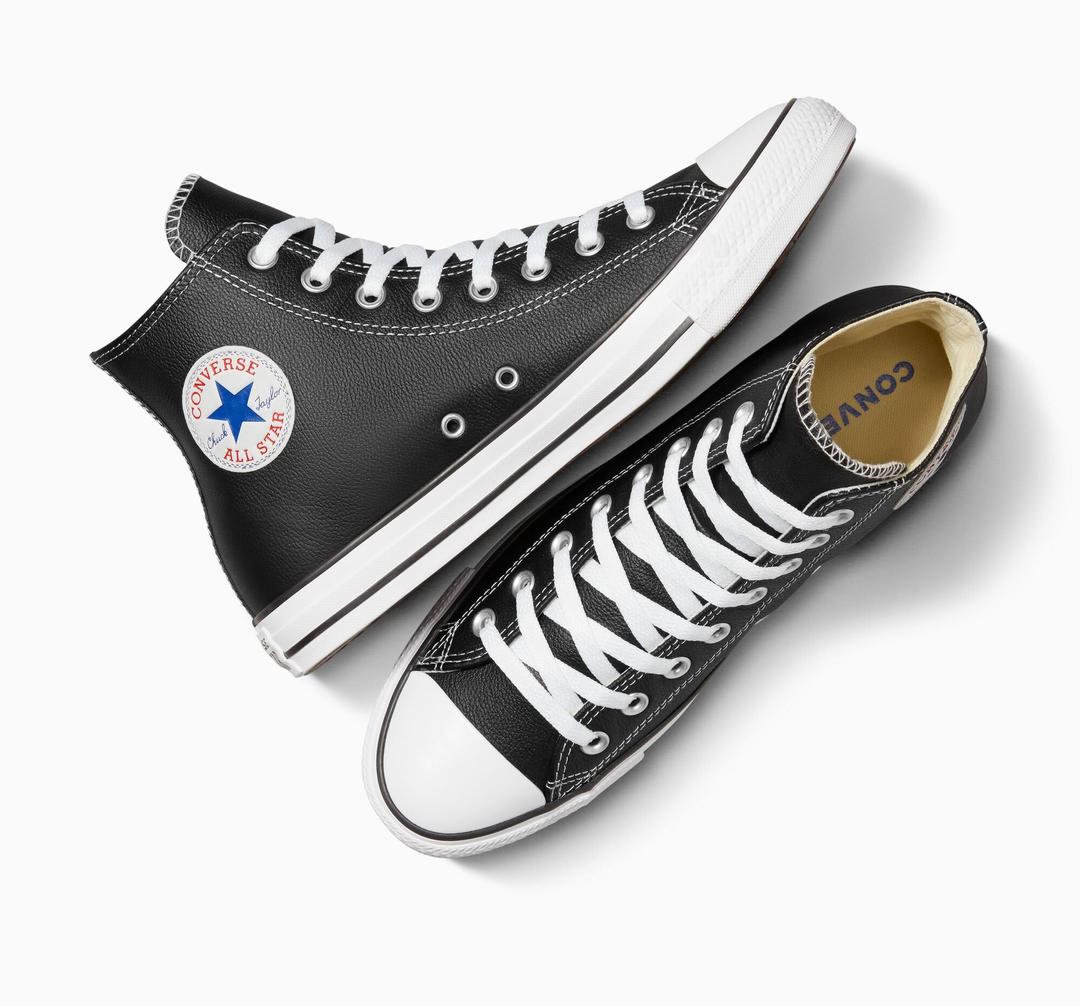 Czarne Wysokie Chuck Taylor All Star Leather - 132170c Converse.pl